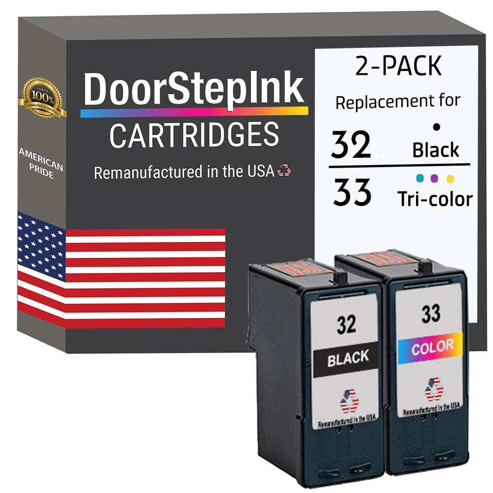 Remanufactured DoorStepInk Ink Cartridges for Lexmark #32 Black and #33 ...