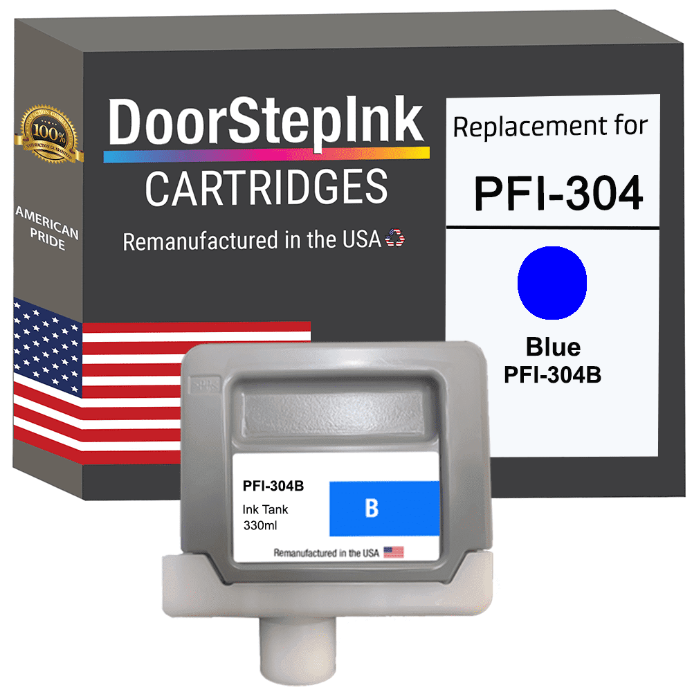 DoorStepInk Ink Cartridge for Canon PFI-304 330ML Blue Compatible with ...
