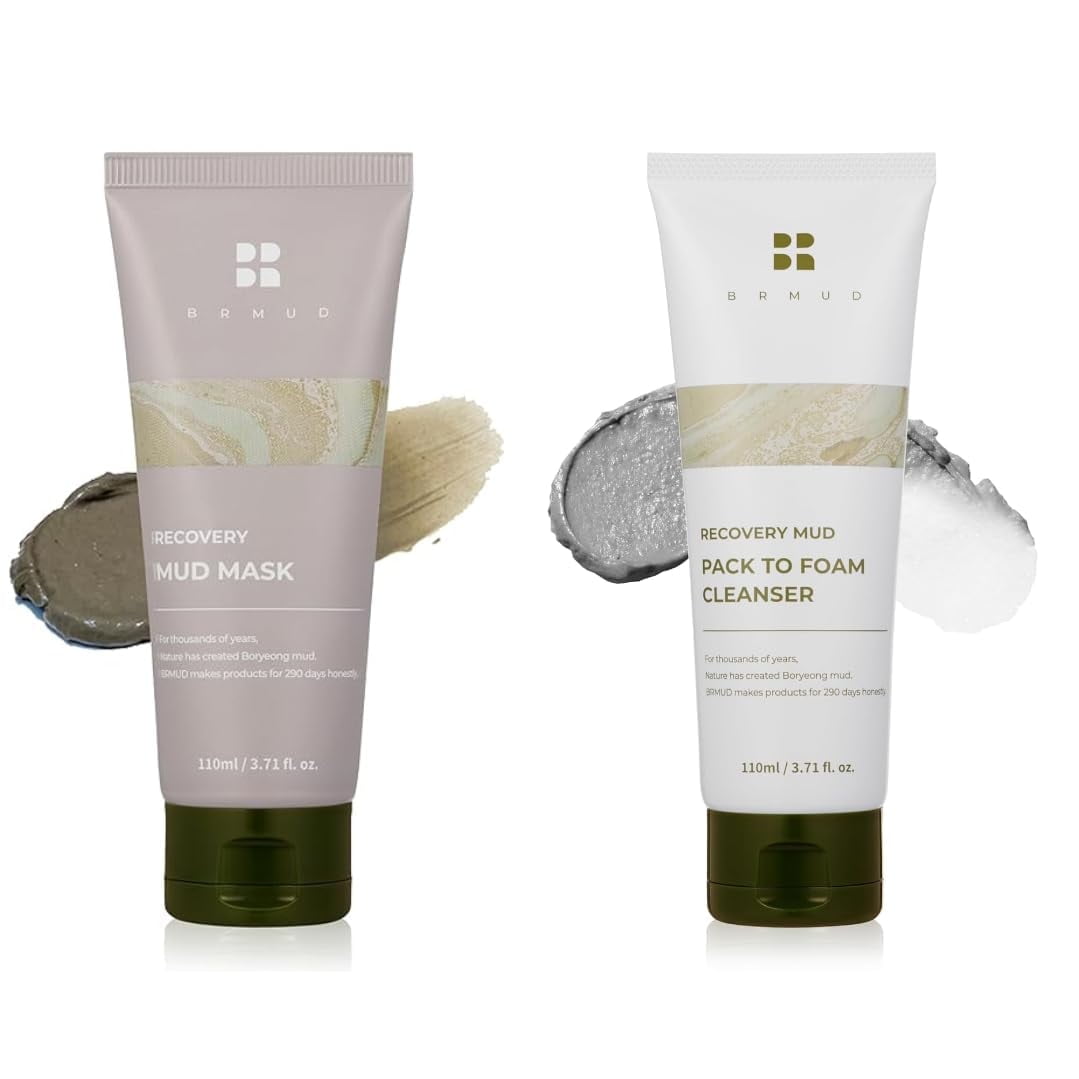 Remay Recovery Mud Clay Face Mask + Mud Pack to Foam Facial Cleanser ...