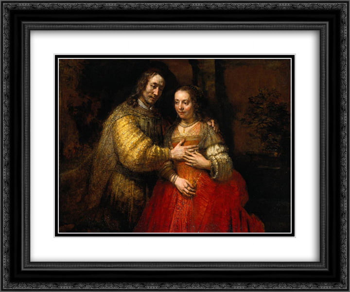 Rembrandt 2x Matted 24x20 Black Ornate Framed Art Print 'Portrait of ...