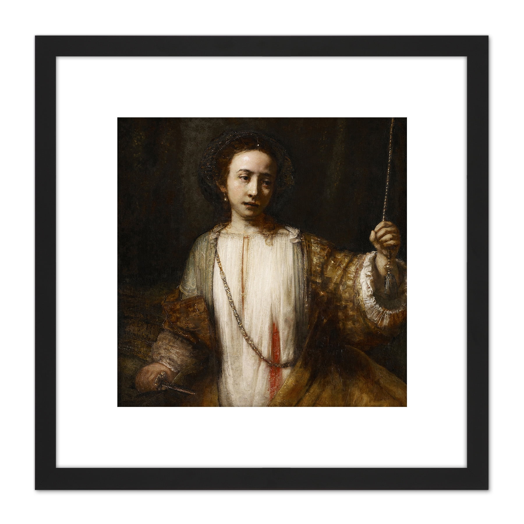 Rembrandt Lucretia Painting 8X8 Inch Square Wooden Framed Wall Art ...