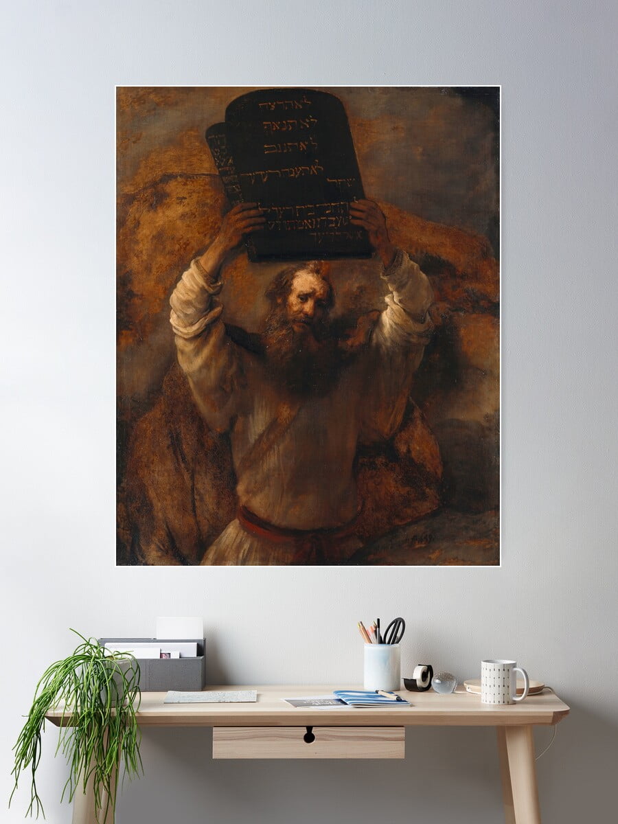 Rembrandt - Moses With The Ten Commandments Poster Wall Art, Modern ...