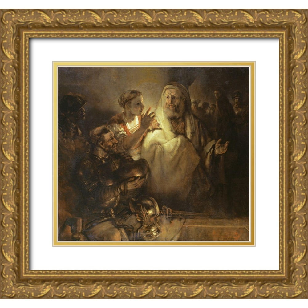 Rembrandt Van Rijn, 13x12 Gold Ornate Wood Framed with Double Matting ...