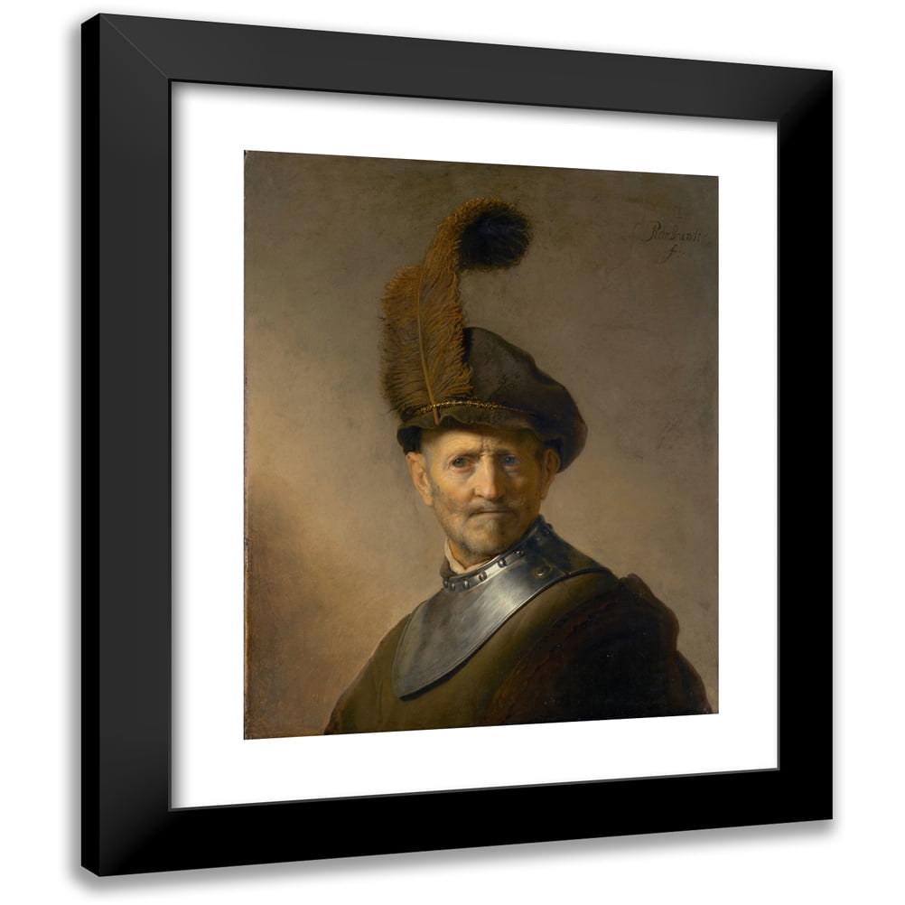 Rembrandt van Rijn 20x24 Black Modern Framed Museum Art Print Titled - An Old Man in Military ...
