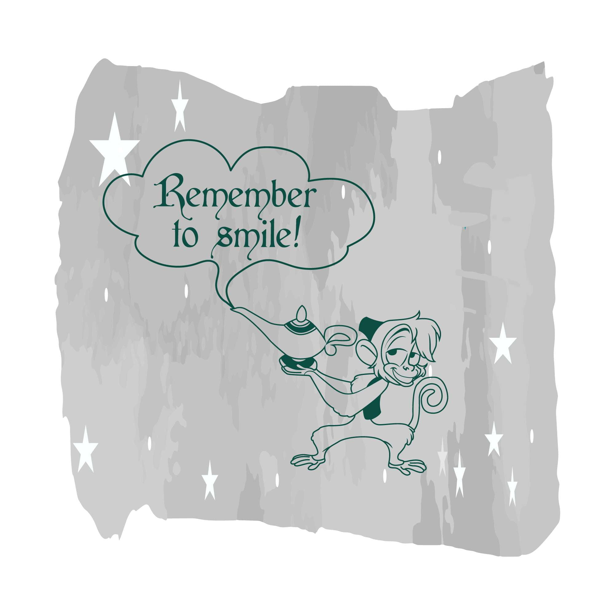 Remeber To Smile! Cute Cartoon Monkey Magical Quote Vinyl Design Wall ...