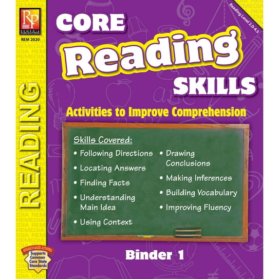 Remedia Publications Core Reading Skills Program: Binder 1 - Walmart.com