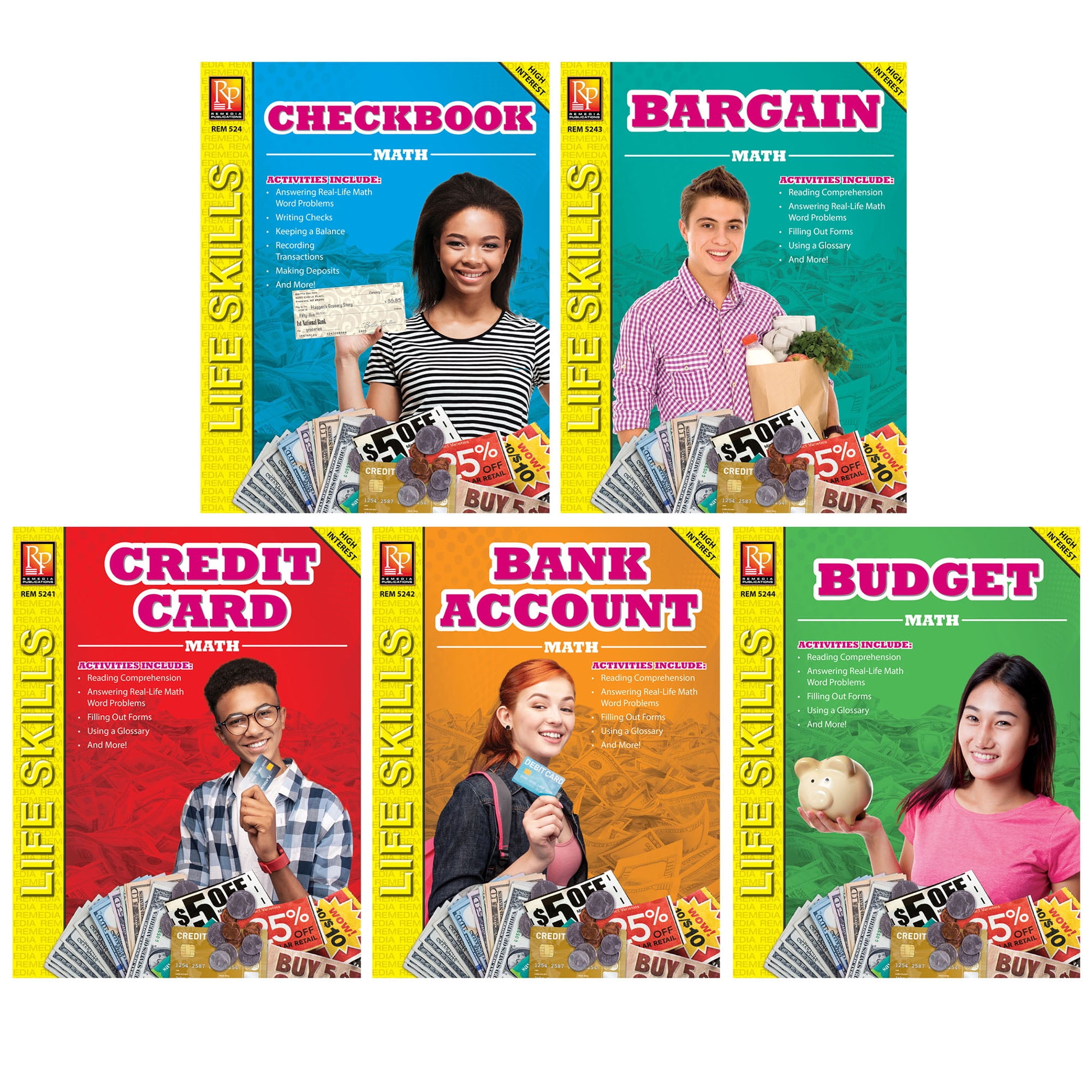 REMEDIA PUBLICATIONS Life Skills Math Series, Set of 5 - Walmart.com