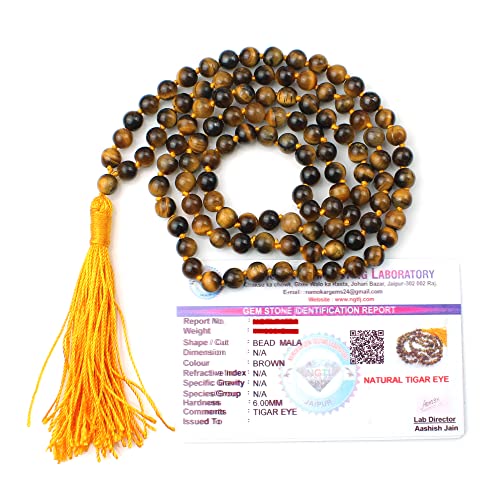 Remedywala Certified Natural Crystal Tiger Eye mala Natural Crystal ...