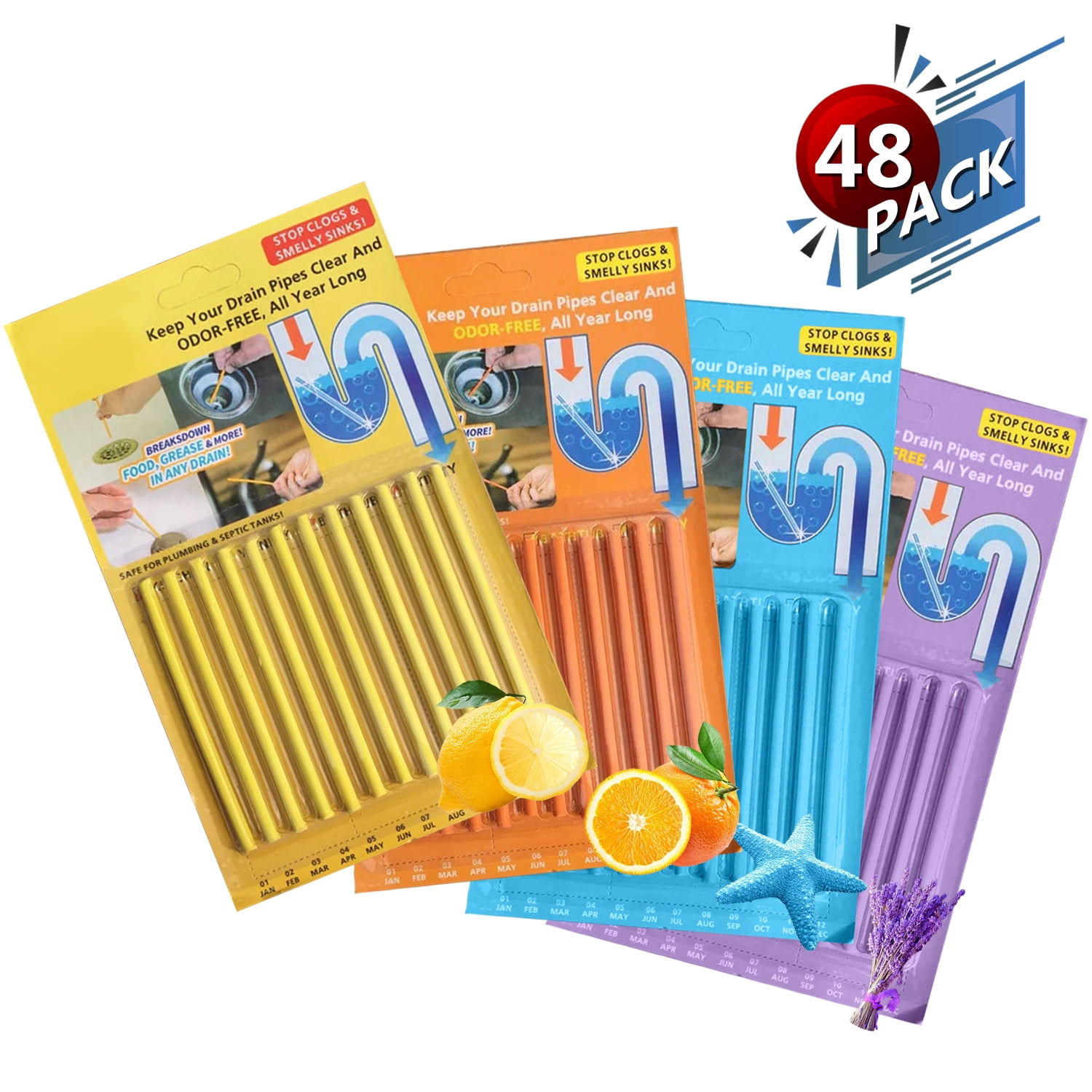 Remelos Drain Strips Drain Sticks Drain Stix Drain Cleaner & Deodorizer ...