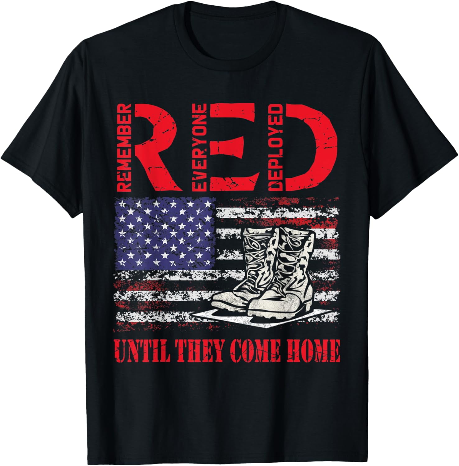 Remember Everyone Deployed RED Friday Veteran Retro USA Flag T-Shirt ...