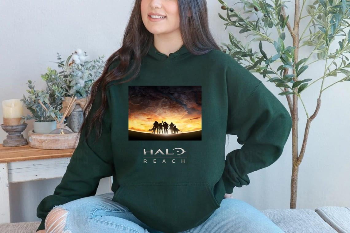 Remember Halo Reach Hoodie Glowing Planet Gamer Tribute Scene, for men ...