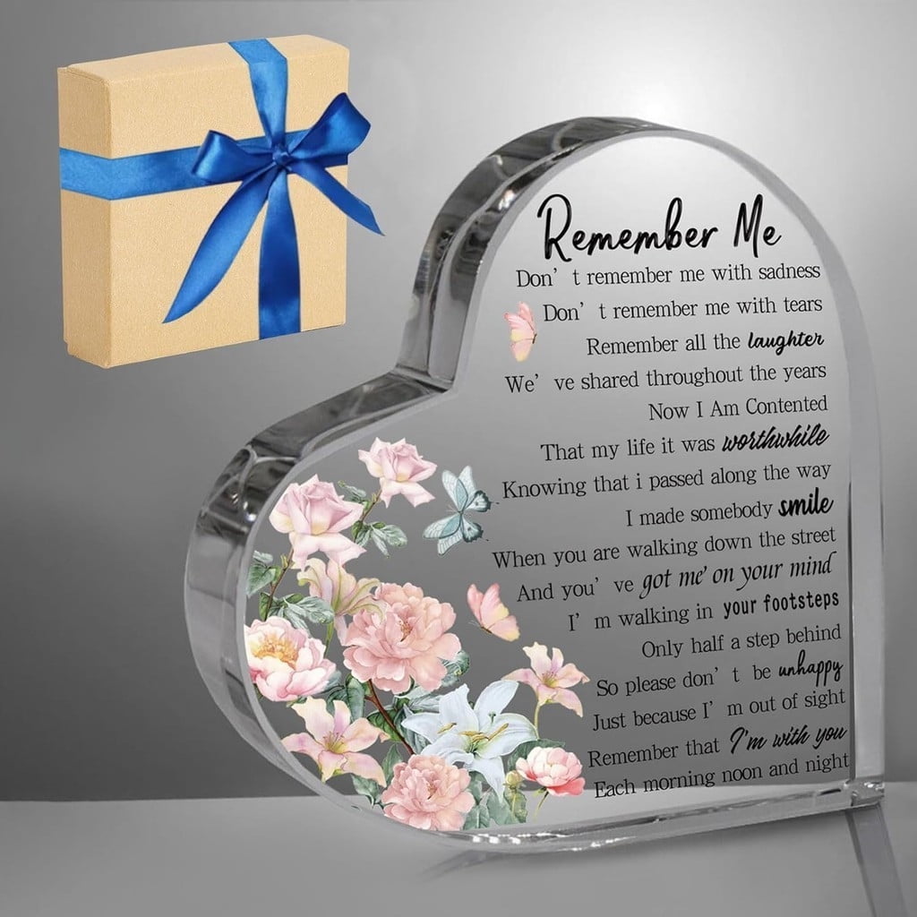 Remember Me" Acrylic Heart Keepsake - Sympathy & Condolence Gift with ...