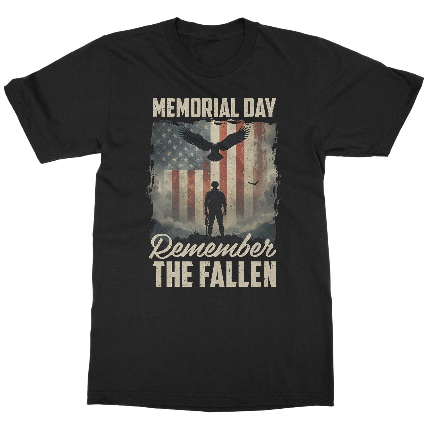 Remember The Fallen - Soldier and Eagle Memorial Day Unisex T-Shirt (Black, X-Large) - Walmart.com
