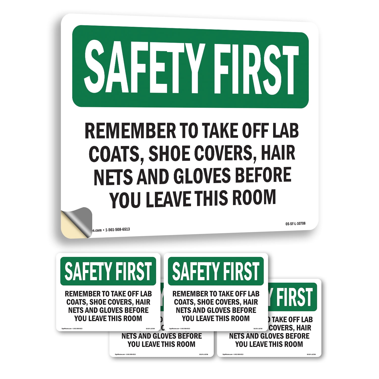 Remember To Take Off Lab Coats Shoe Covers OSHA SAFETY FIRST Vinyl ...