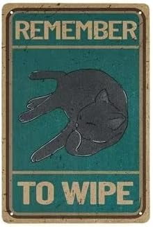 Remember to Wipe sign - 8"x12" Vintage Tin Sign Coffee Cats - Bathroom ...
