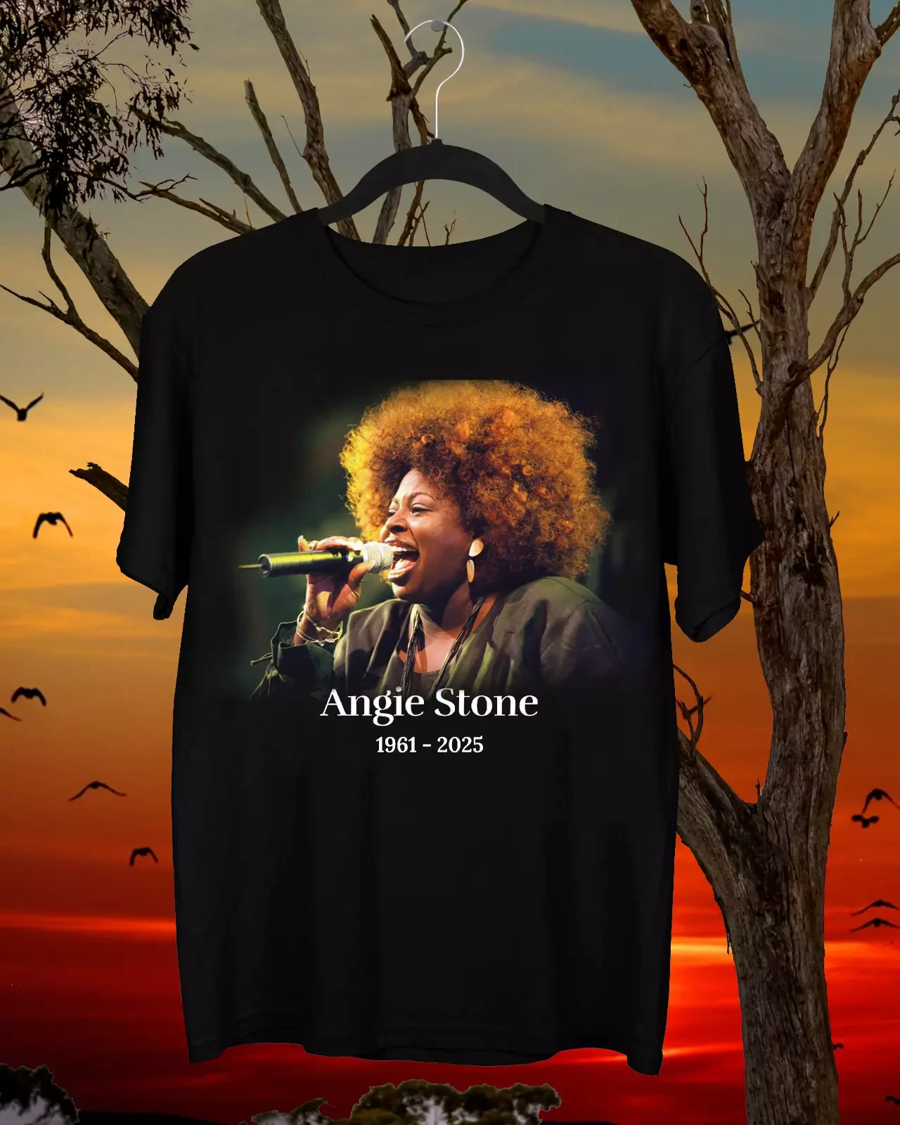 Remembering Angie Stone 1961-2025 Black Cotton T Shirt, Remembering ...