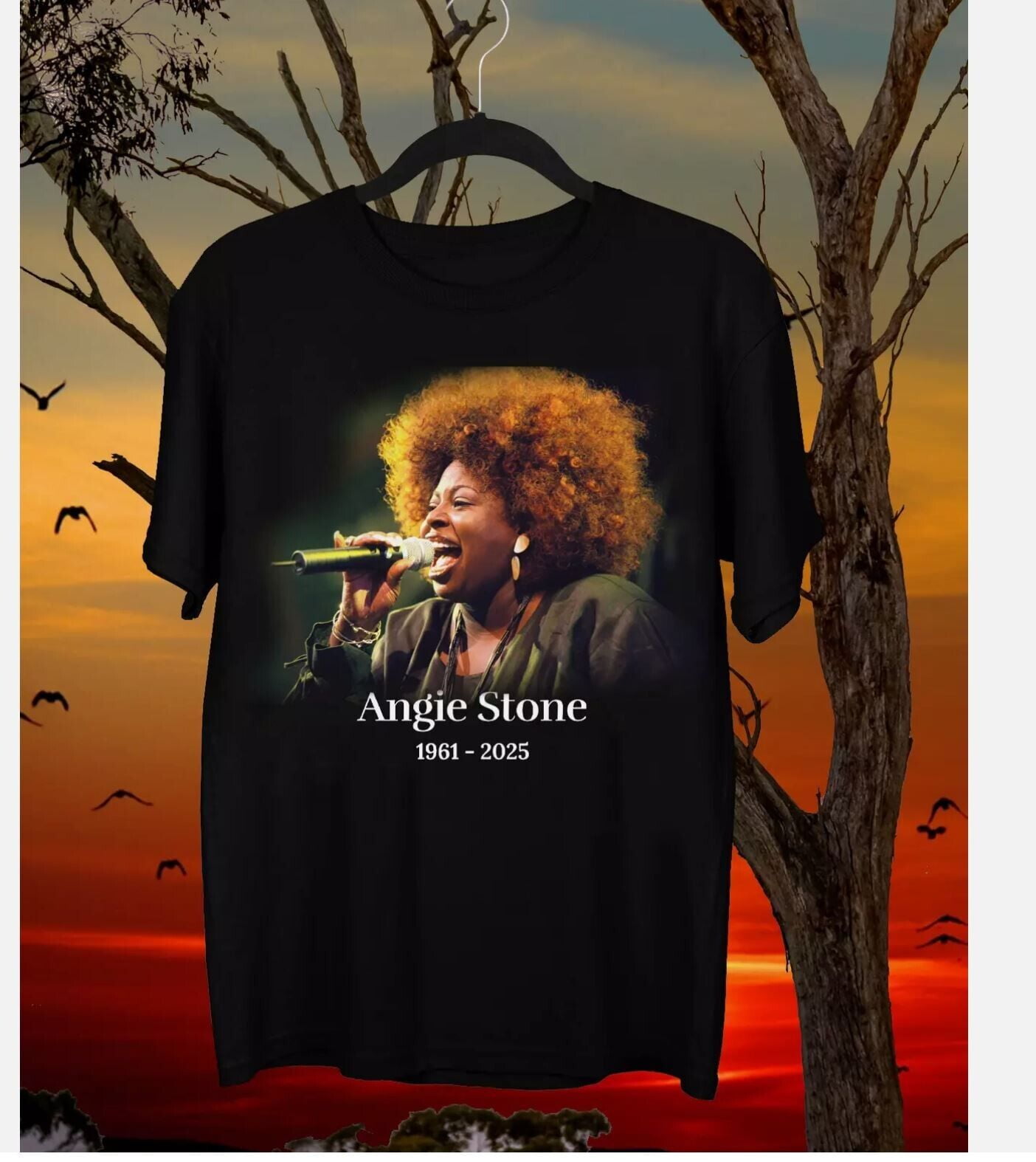 Remembering Angie Stone 1961-2025 Classic Black All Size T-Shirt S-5XL ...