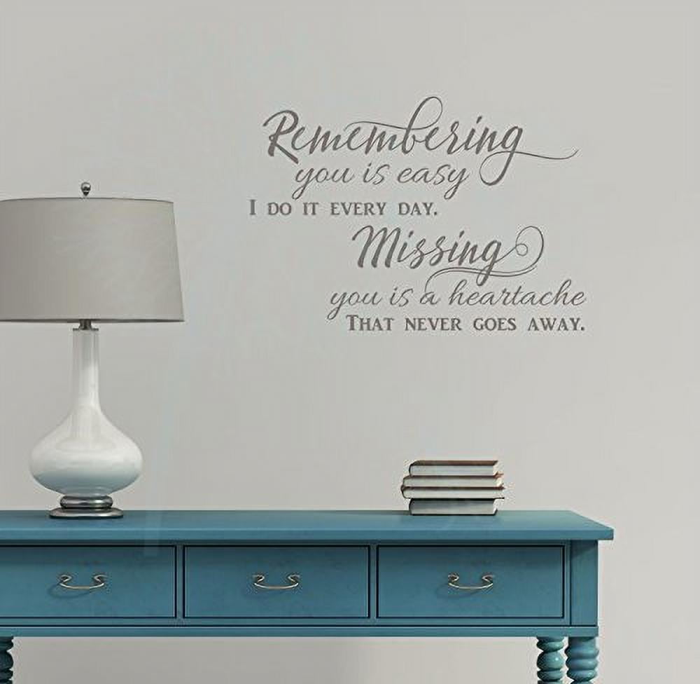 Remembering You Is Easy Vinyl Lettering Quote Wall Decor Art Memorial ...