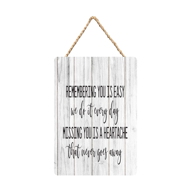 Remembering You Is Easy Wood Hanging Plaque Wooden Signs Home Wall Art ...
