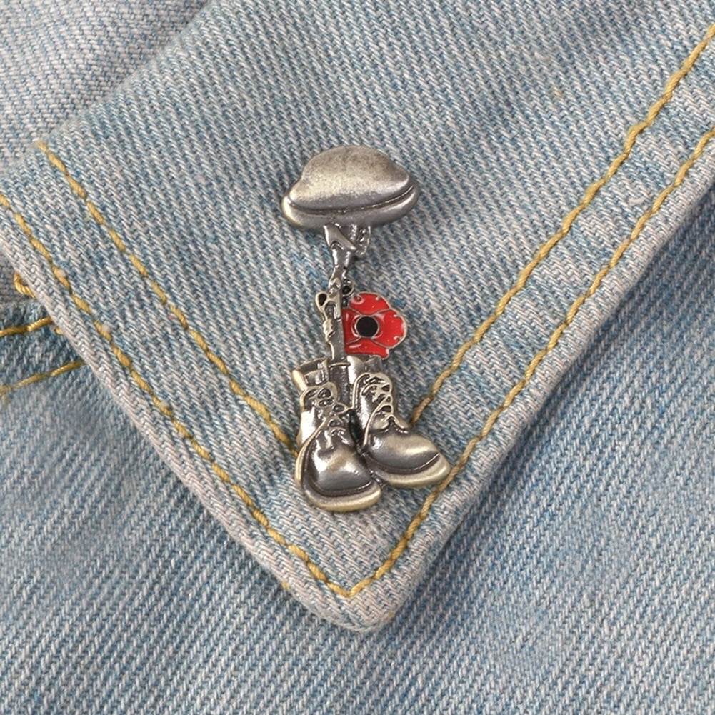 Remembrance Soldier Veteran Helmet Boot Enamel Brooch Pin Shirt Jacket ...