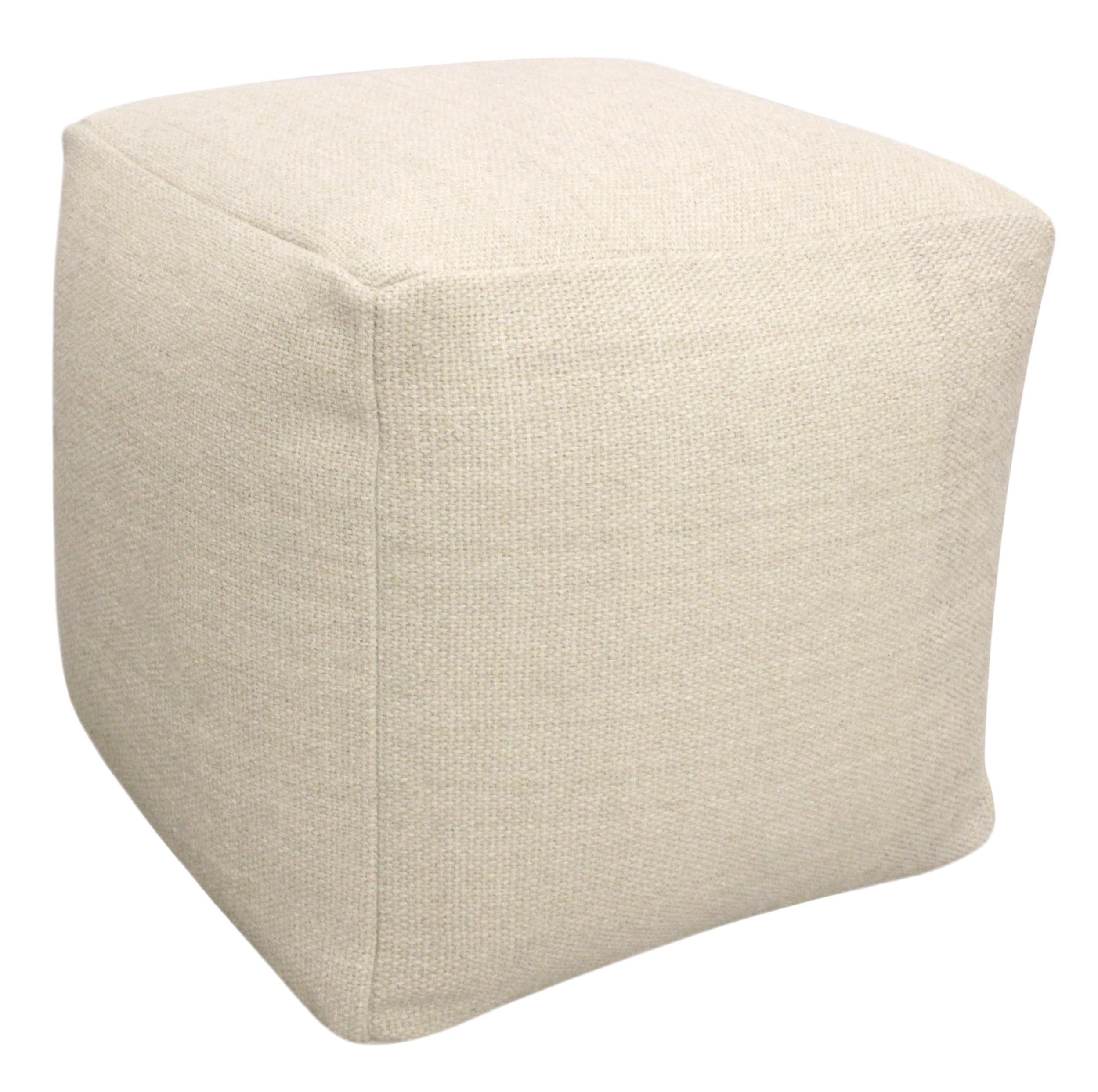 Remi Pouf in Handwoven Contemporary Ivory Wool - Walmart.com
