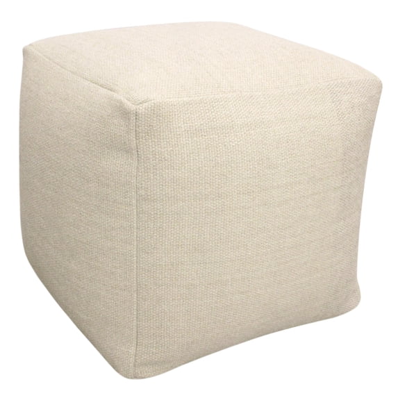 Remi Pouf in Handwoven Contemporary Ivory Wool - Walmart.com