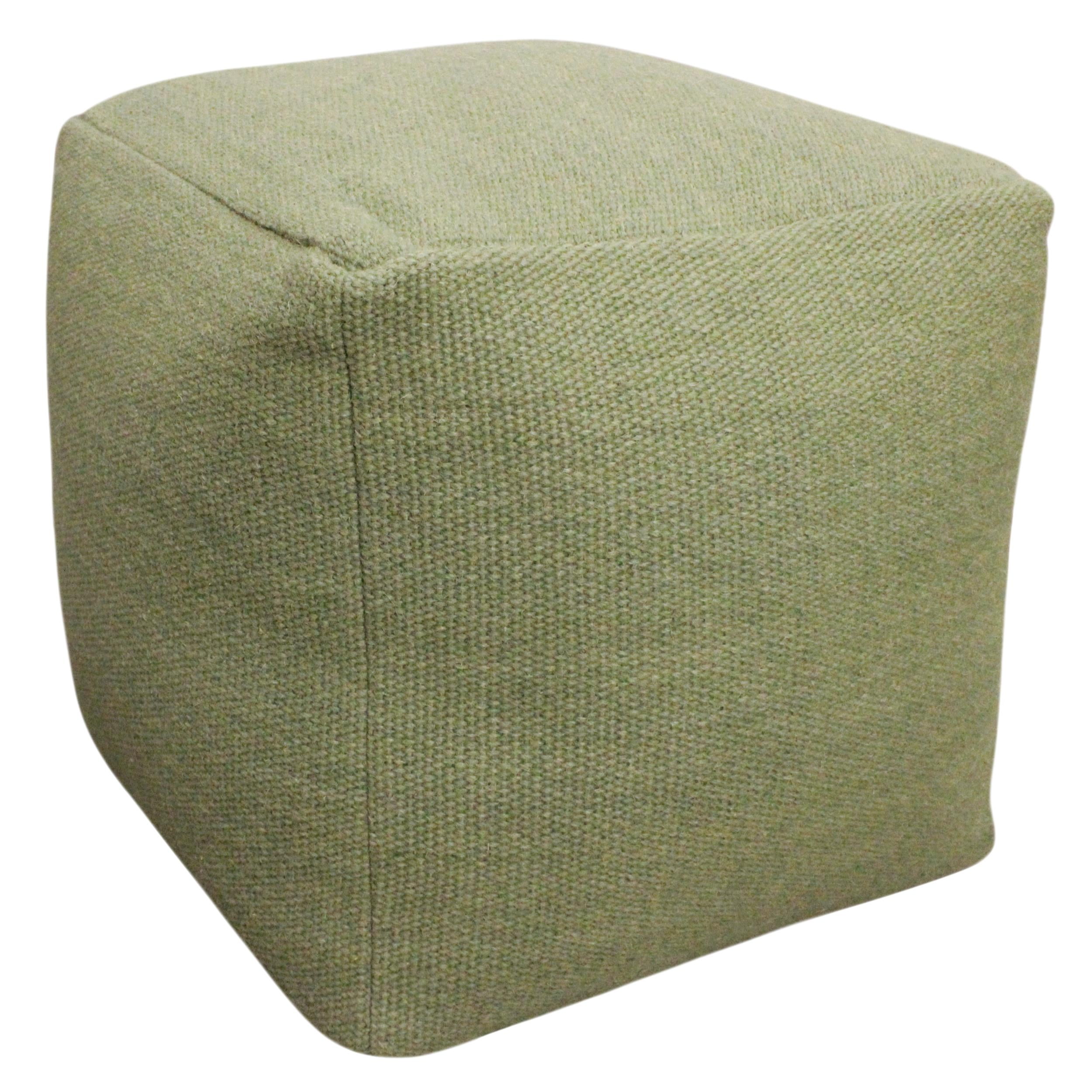 Remi Pouf in Handwoven Contemporary Sage Green Wool - Walmart.com