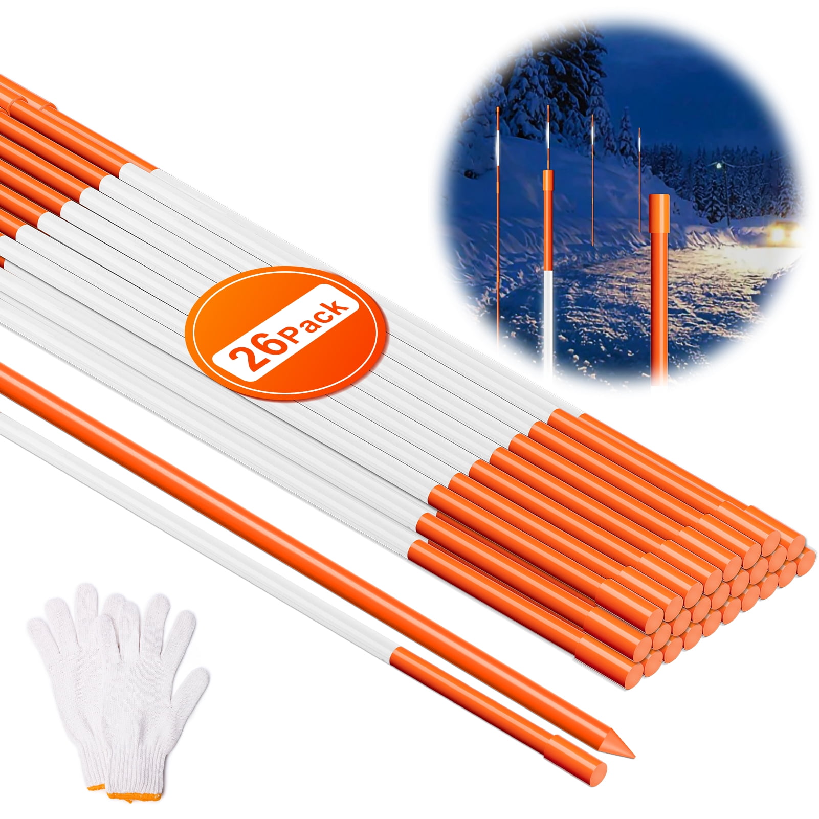 Remiawy 26 Pack Driveway Markers, 48 inch Driveway Reflectors, Snow ...