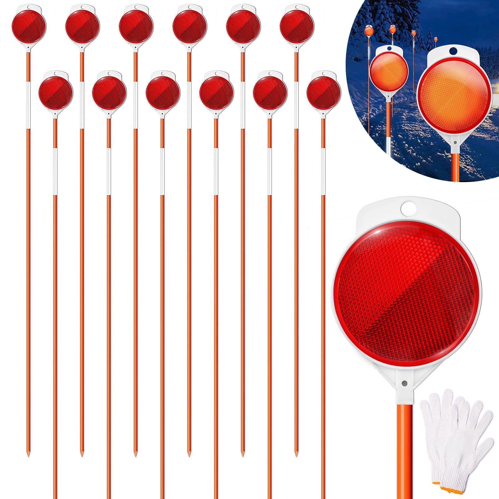 Remiawy Driveway Markers, 48 Inch Driveway Reflectors on Poles, 12 Pack ...