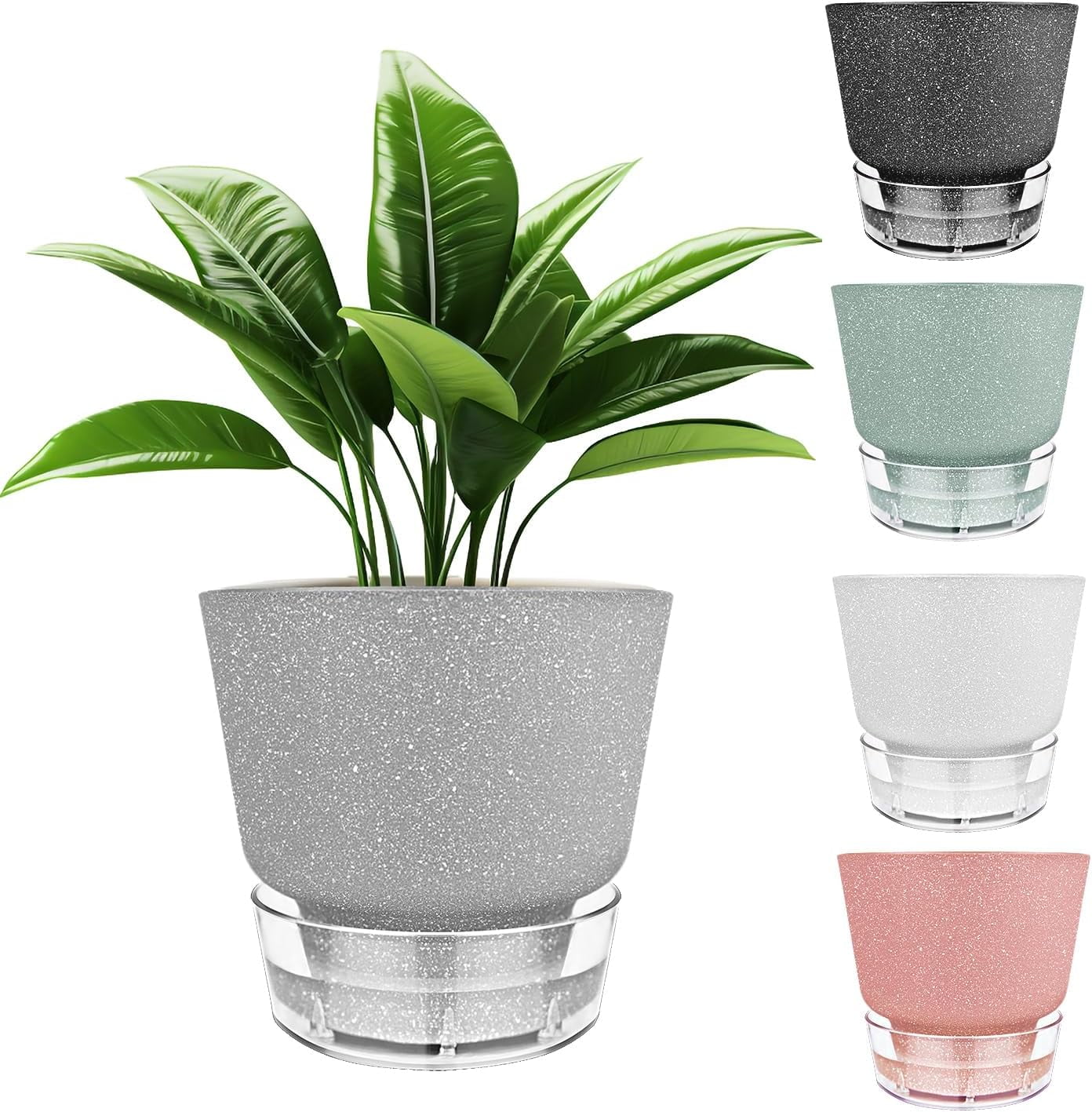 Remiawy Self Watering Planters, 5 Pack 6 Inch Plastic Self Watering ...