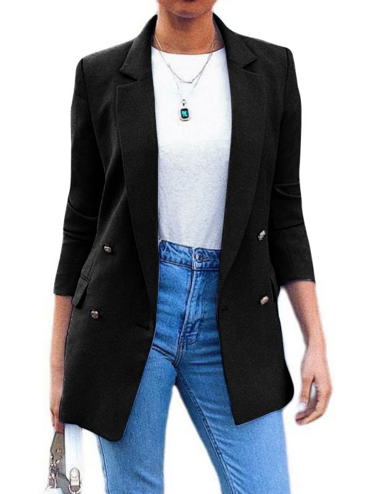 Women's Notched Lapel Button Blazer Jacket For Work Jamaica
