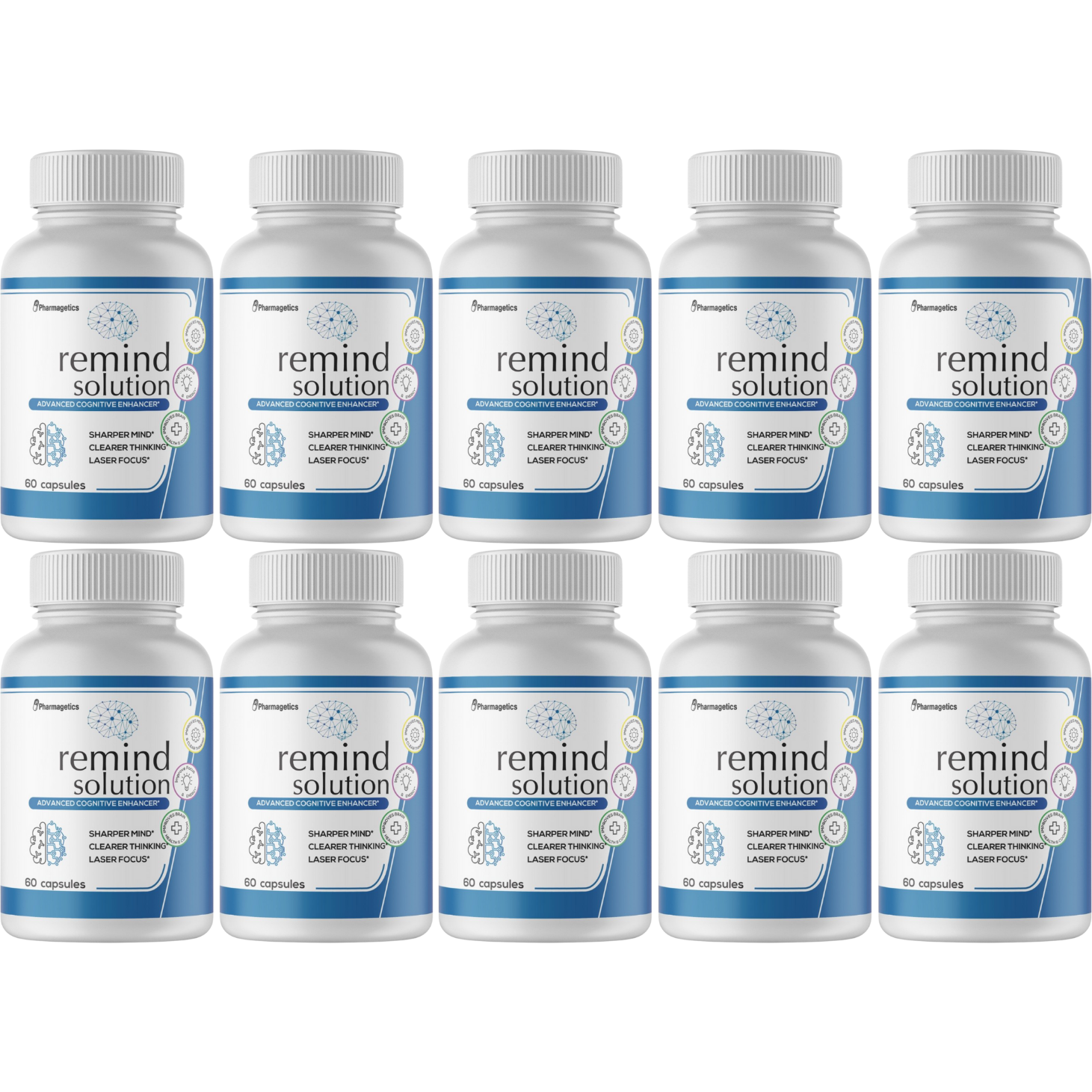 Remind Solution Advanced Cognitive Enhancer 10 Bottles 600 Capsules ...