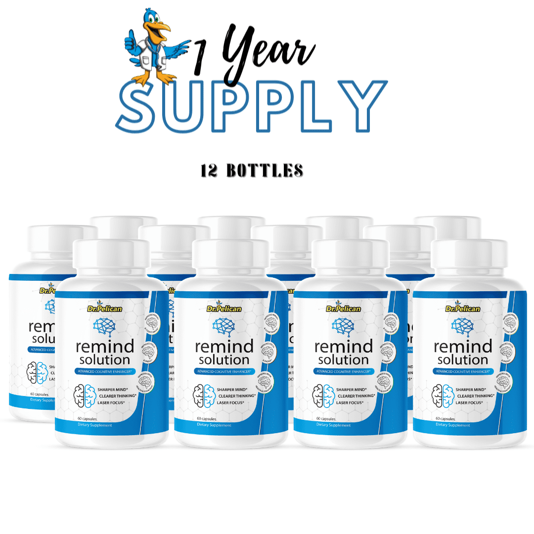 Remind Solution- Sharp Mind/Clear Thinking/Laser Focus- 12 Bottles- 720 ...