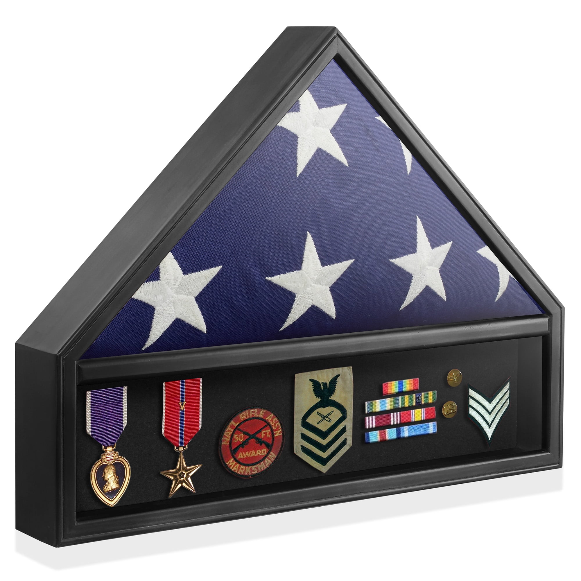 Reminded Military Medal & Burial Flag Shadow Box Display Case with ...