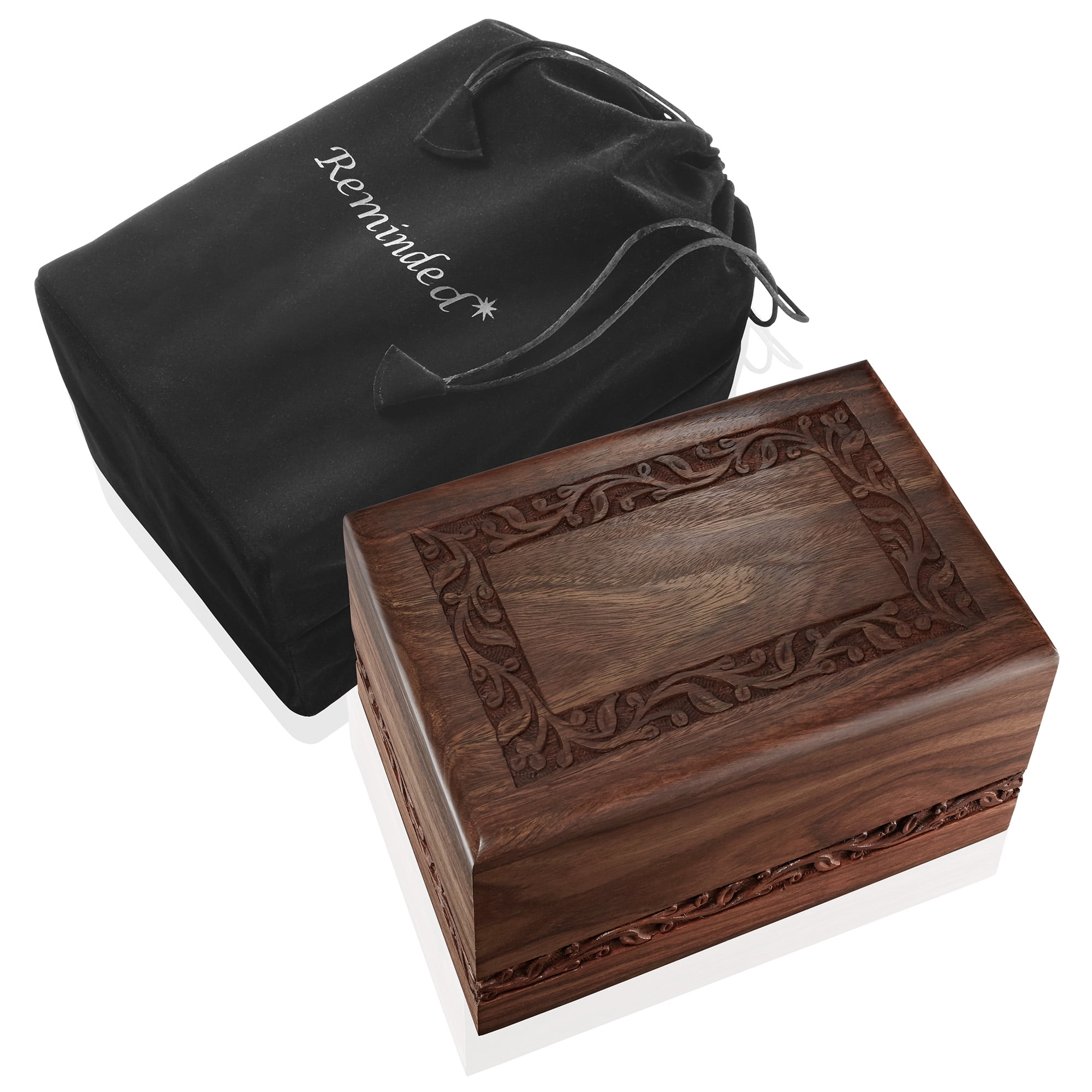Reminded X-Large Size Rosewood Hand-Carved Wooden Urn Box for Ashes ...
