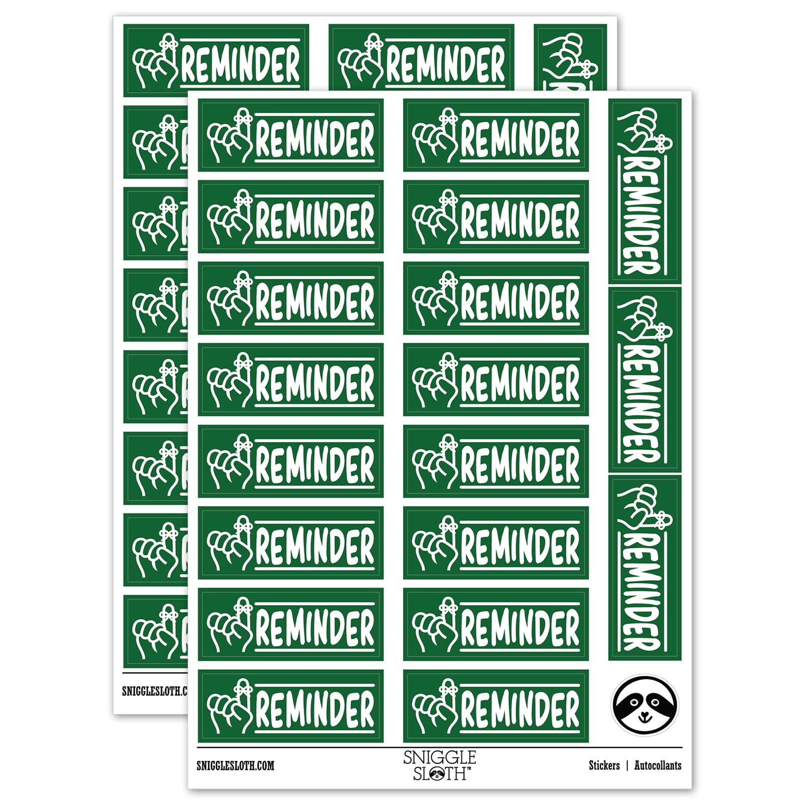 Reminder with String Finger Sticker Set - Dark Green - Matte Finish - 2 ...