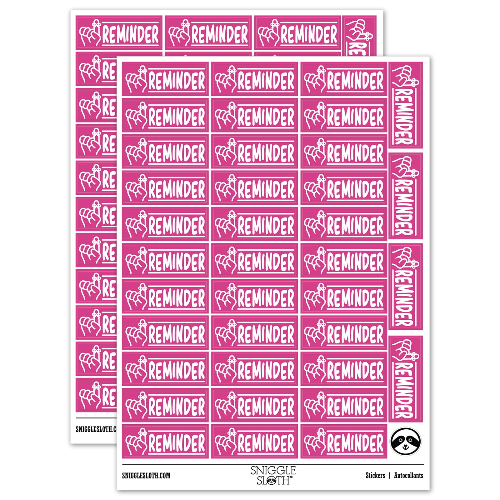 Reminder with String Finger Sticker Set - Hot Pink - Matte Finish - 1.5 ...