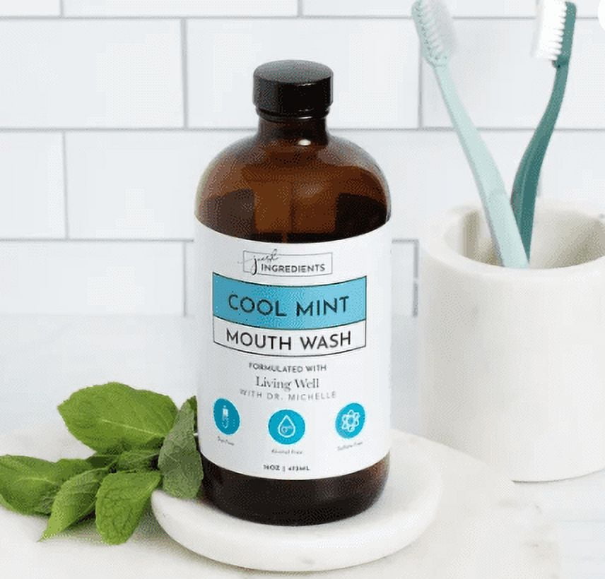 JUST Ingredients Cool Mint Remineralizing Mouthwash | Hydroxyapatite ...