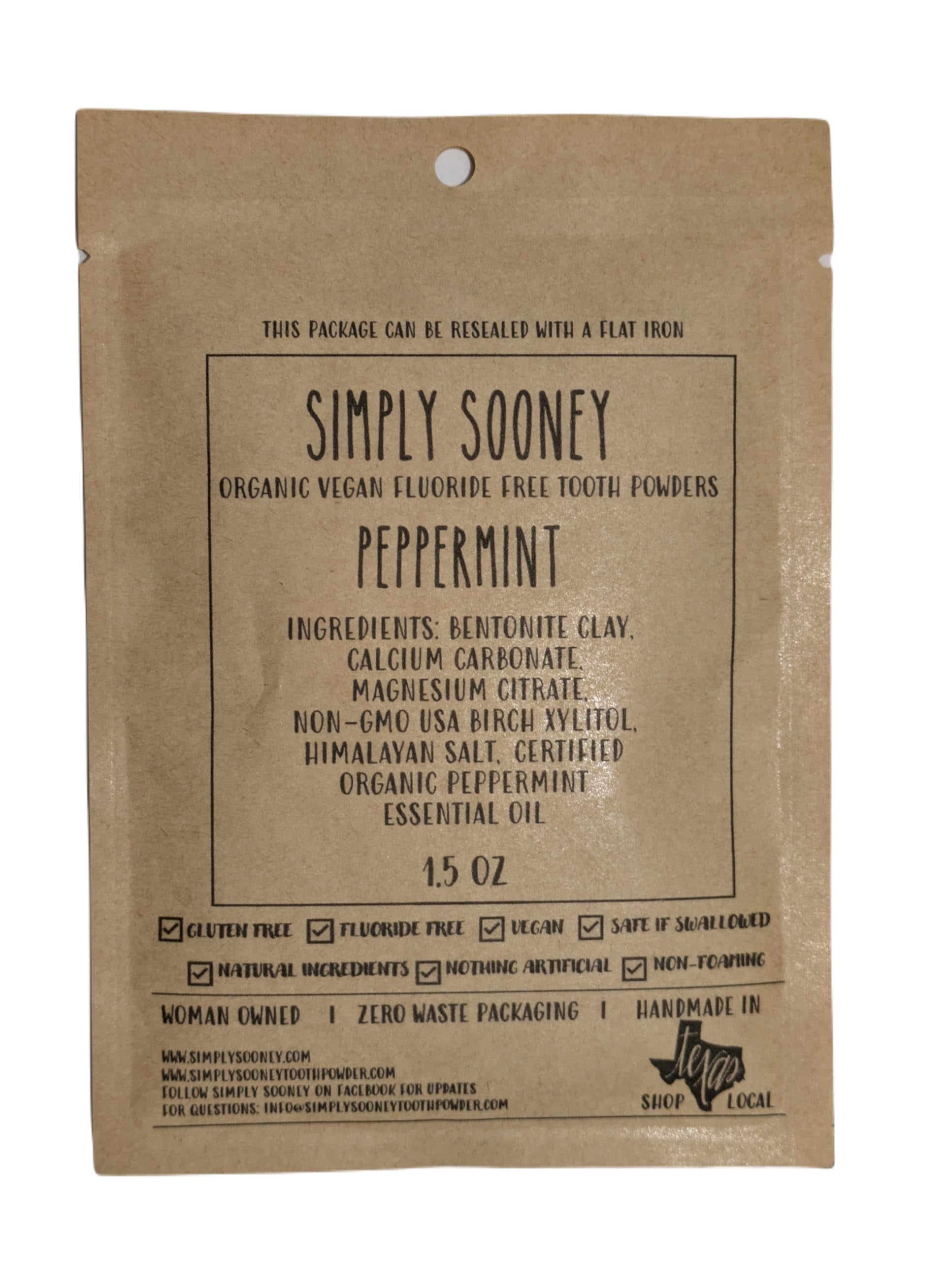 Remineralizing Organic Vegan Fluoride STF9 Free Tooth Powder Peppermint ...