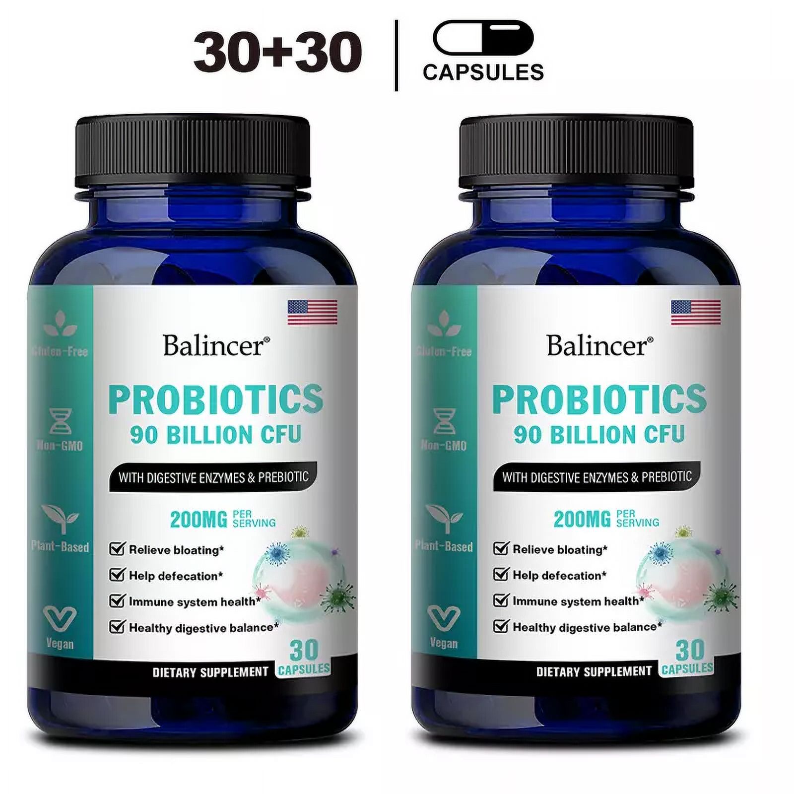 Remingo 90 Billion Probiotics CFU Gut Health Capsules-Relieve bloating ...