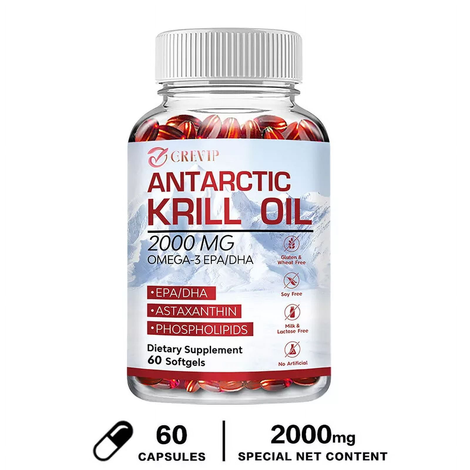 Remingo Antarctic Krill Oil -Omega 3 EPA, DHA, Astaxanthin- Brain ...