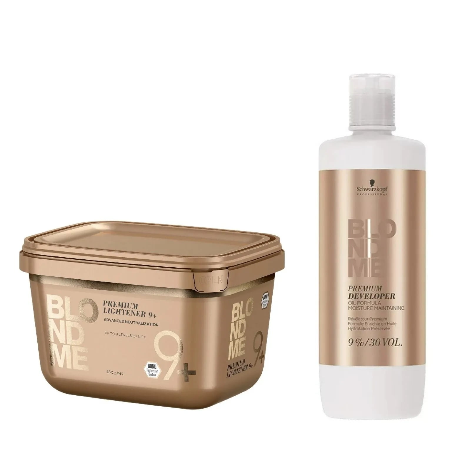 Remingo BlondMe Lightener 9+, BM Developer 9% 30 Vol Duo, 33.8oz, 15 ...
