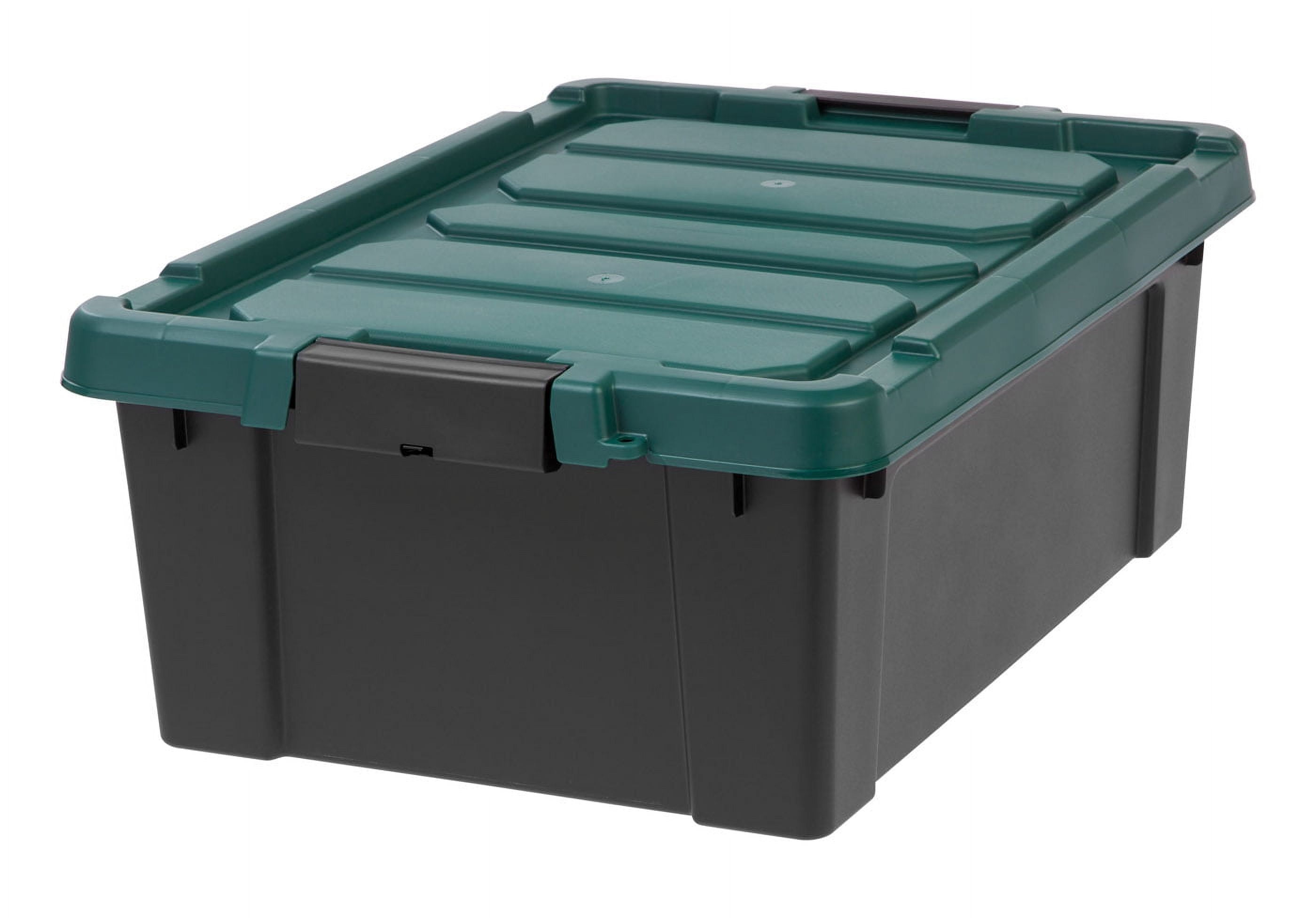 Remington 10 Gallon Loackable Storage Totes with Lids, Green Lid, Heavy ...