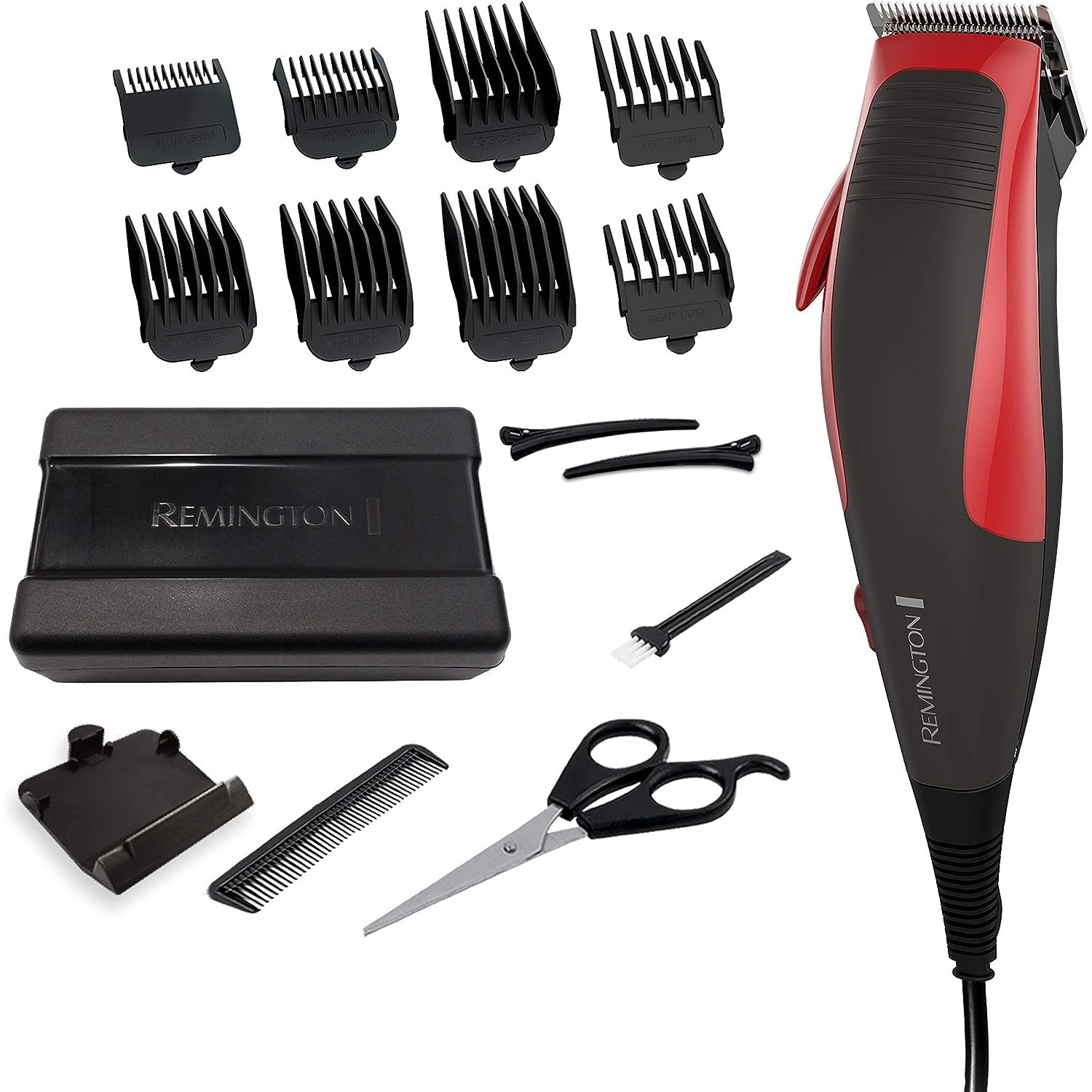 Remington - 16 Piece Hair Cutting Kit, Stainless Steel Blade, Red ...