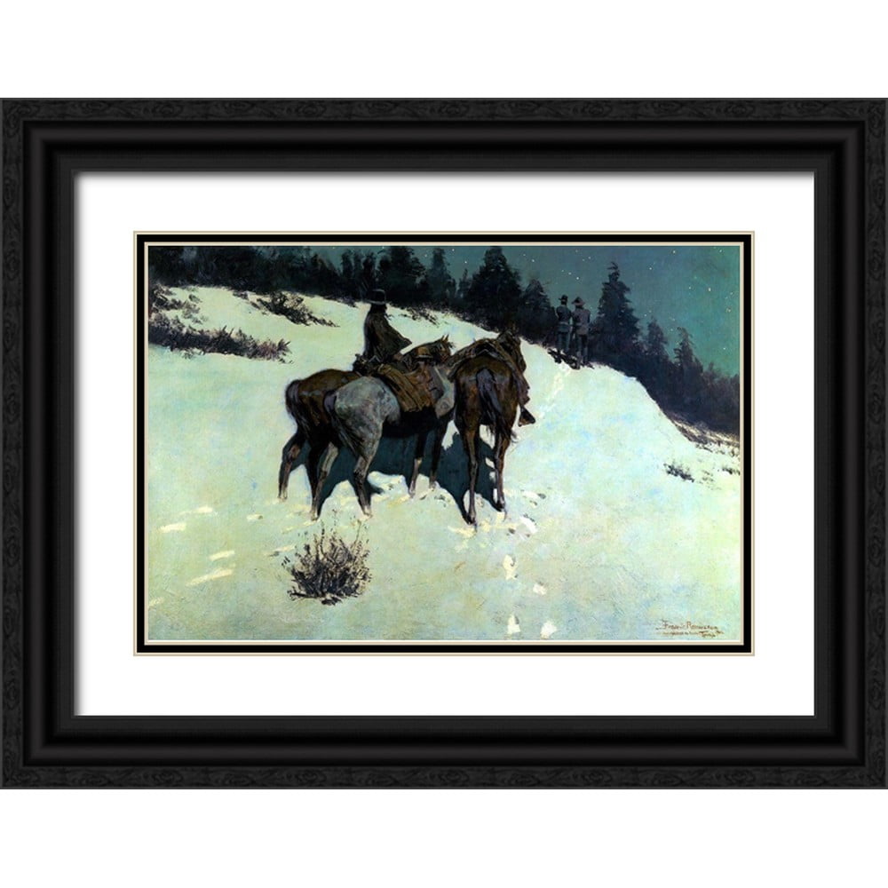 Remington, Frederic 14x11 Black Ornate Wood Framed with Double Matting ...
