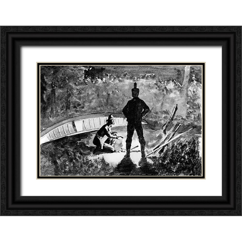 Remington, Frederic 14x11 Black Ornate Wood Framed with Double Matting ...