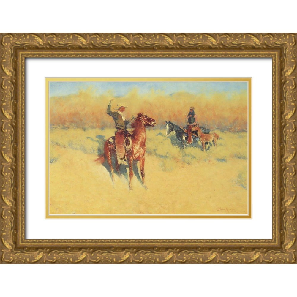 Remington, Frederic 14x11 Gold Ornate Wood Framed with Double Matting ...
