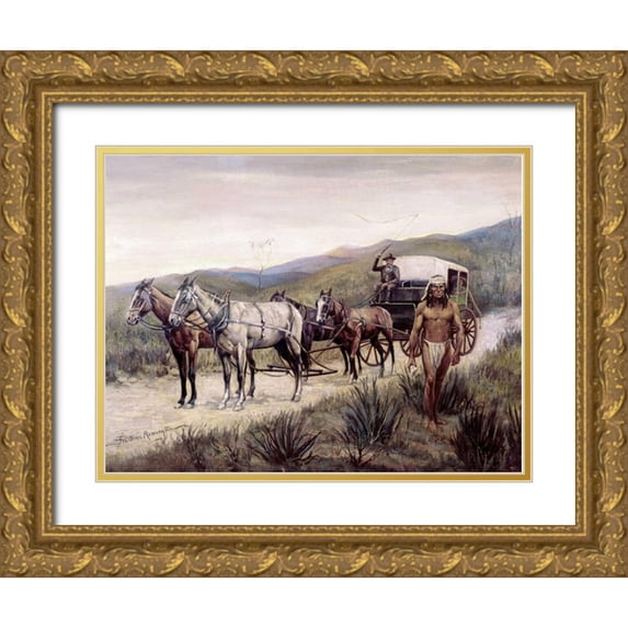 Remington, Frederic 14x12 Gold Ornate Wood Framed with Double Matting ...