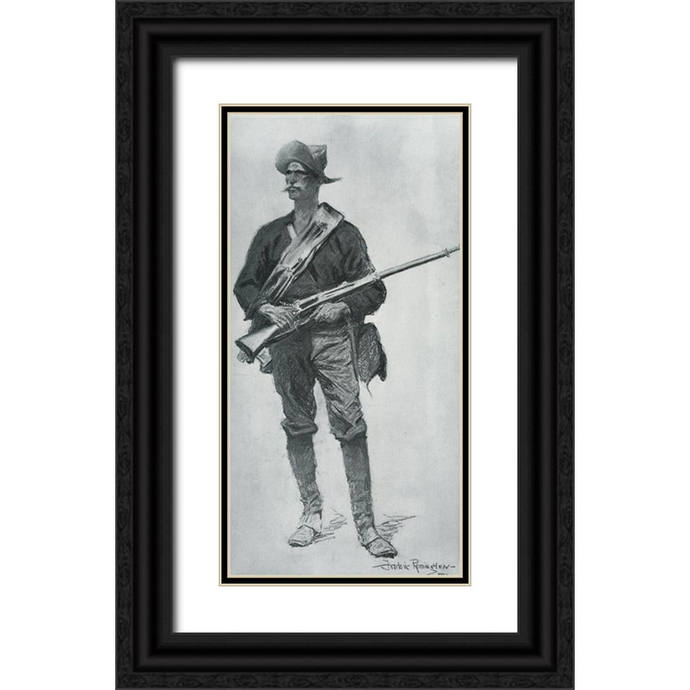 Remington, Frederic 14x24 Black Ornate Wood Framed with Double Matting ...