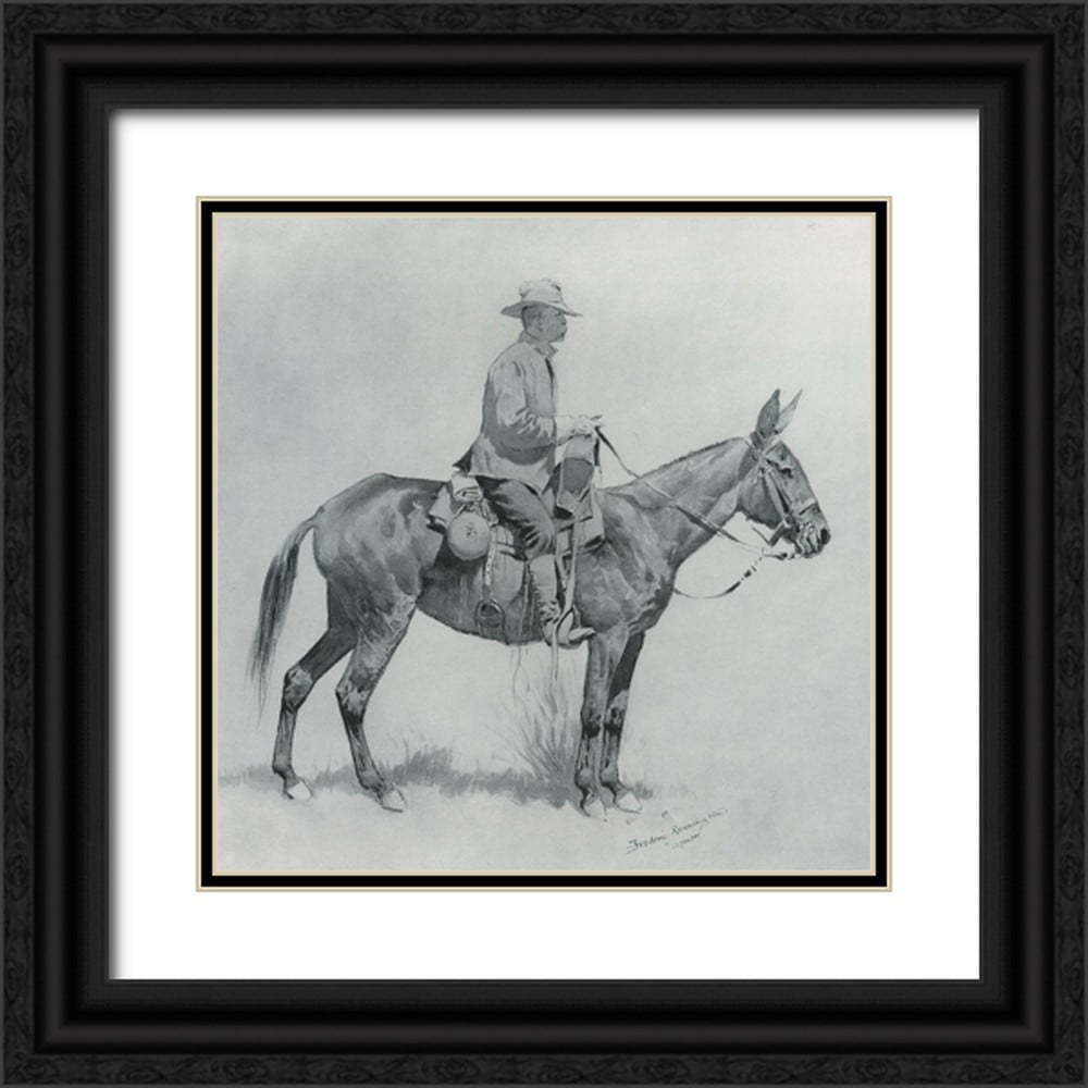 Remington, Frederic 15x15 Black Ornate Wood Framed with Double Matting ...